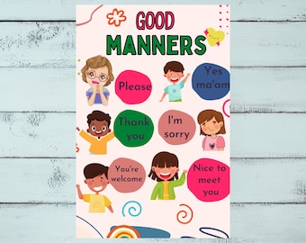 Good Manners Simple Illustration Poster Good Behavior Poster Printable ...