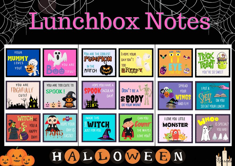 Printable Halloween Lunchbox Notes, Jokes for Kids (instant Download ...