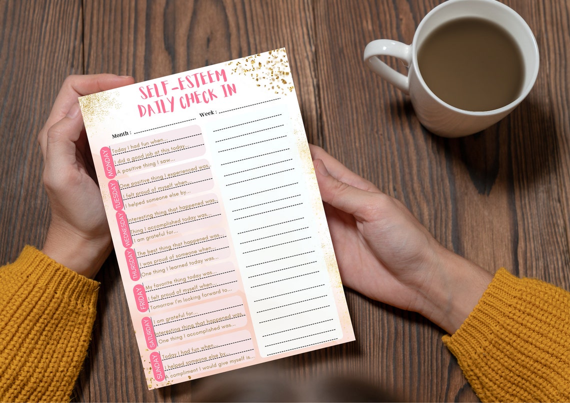 Daily Self-esteem Journal Printable Worksheet Child Therapy Counseling ...