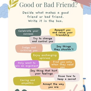 Good Vs Bad Friends Poster - PRINTABLE Social Emotional Learning Skills ...