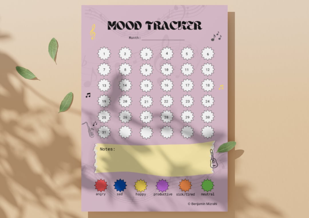 Printable Mood Tracker Chart Template, Daily Mood Tracker Pages for ...