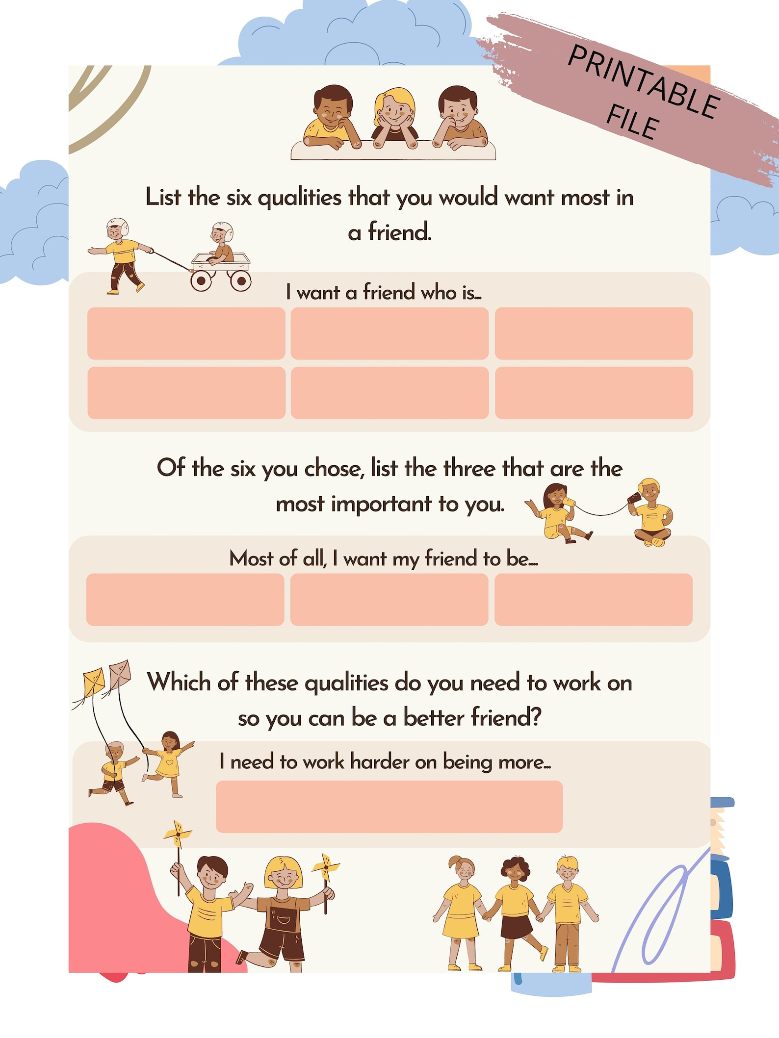 Good Vs Bad Friends Poster PRINTABLE Emotional Learning Social Skills ...
