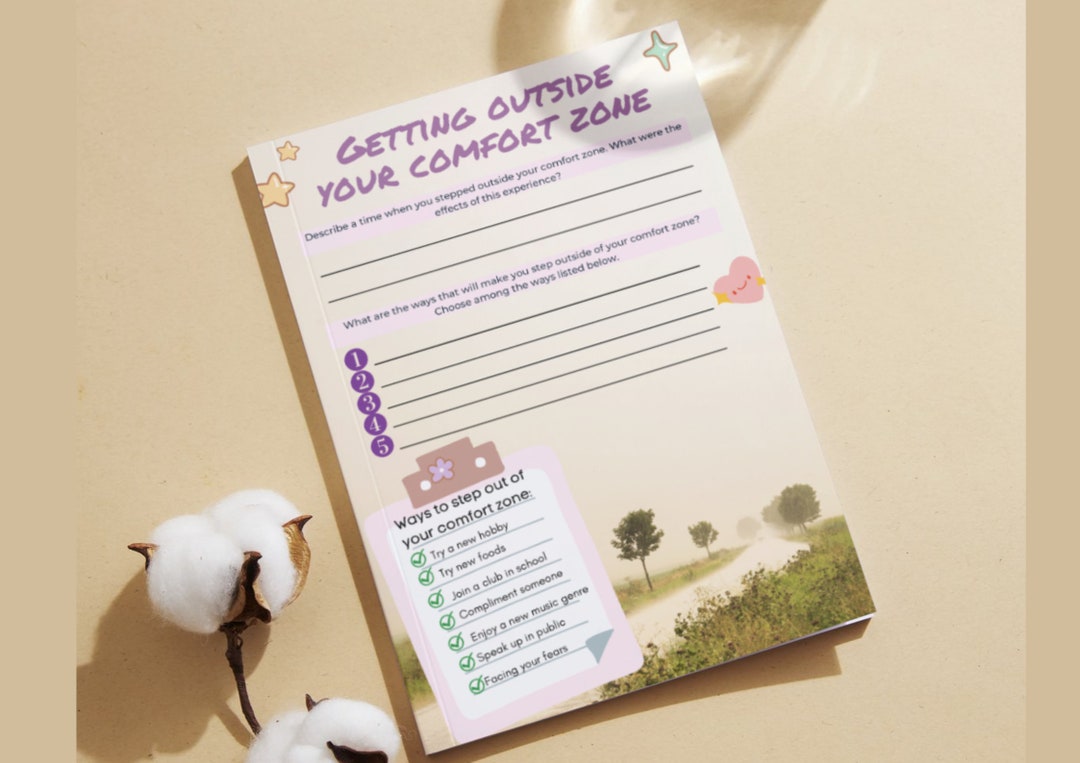 Self-esteem Journal Printable Worksheet, Comfort Zone Prompts (digital ...
