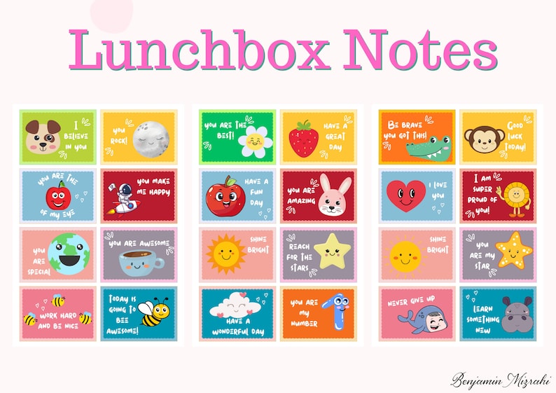 Kids Lunchbox Notes, Positive Affirmations (digital Download) - Etsy