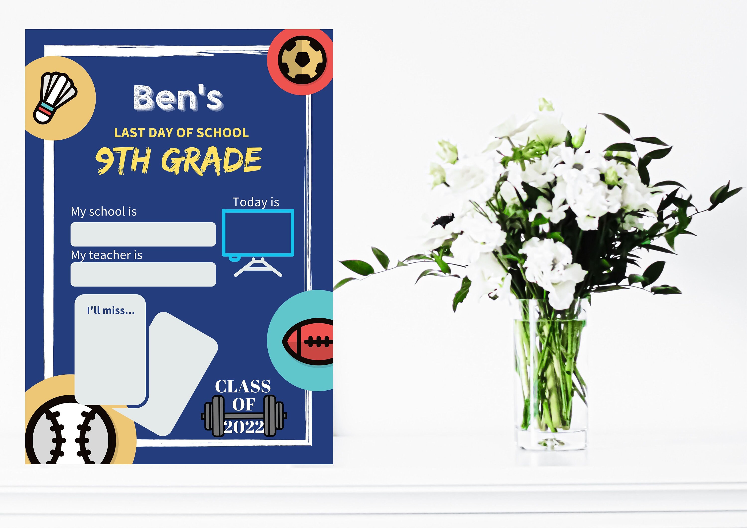 Editable First or Last Day of School 9th Grade Boy or Girl - Etsy