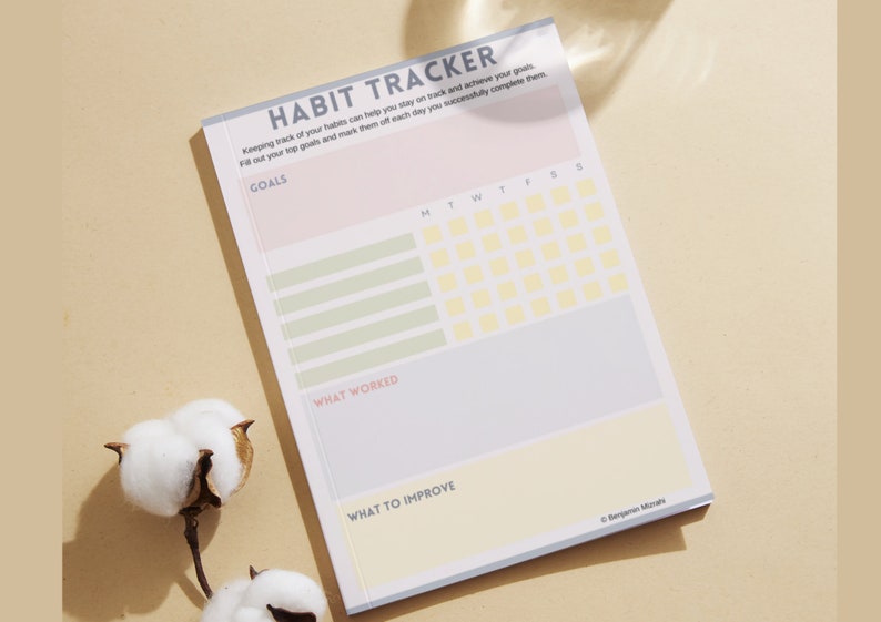 Minimalist Daily Habit Tracker Printable Goal Planner Simple Tasks ...
