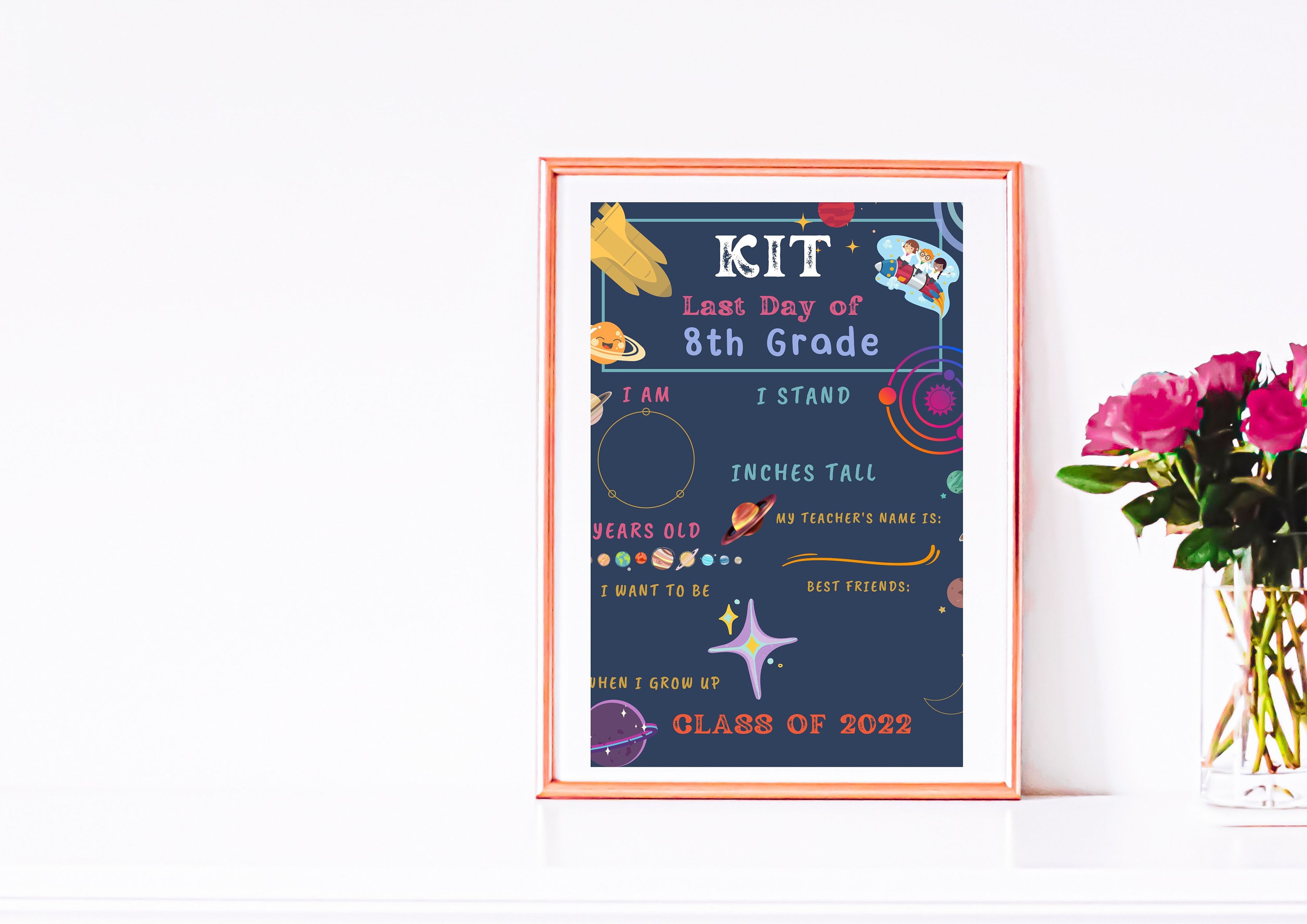 Editable First or Last Day of School - 8th Grade Boy or Girl Cute ...