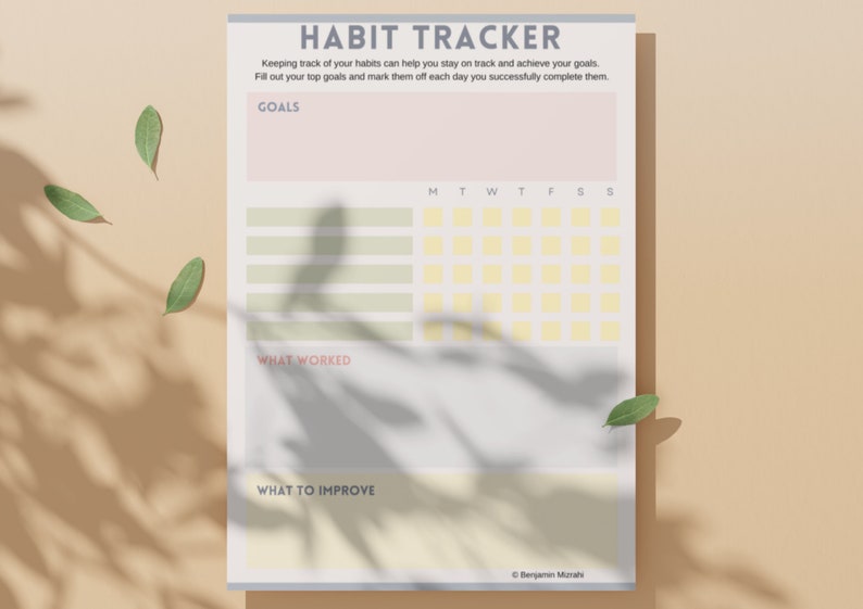 Minimalist Daily Habit Tracker Printable Goal Planner Simple Tasks ...
