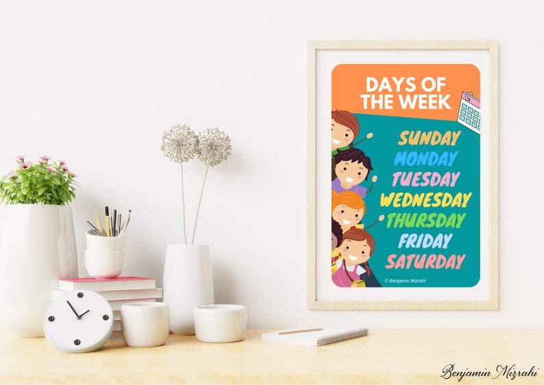 Days of the Week Poster | Rainbow Colors, Kids Learning (digital ...