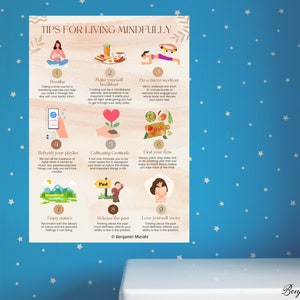 Mindfulness Tips Poster | Self-care Affirmations, Counseling Decor ...