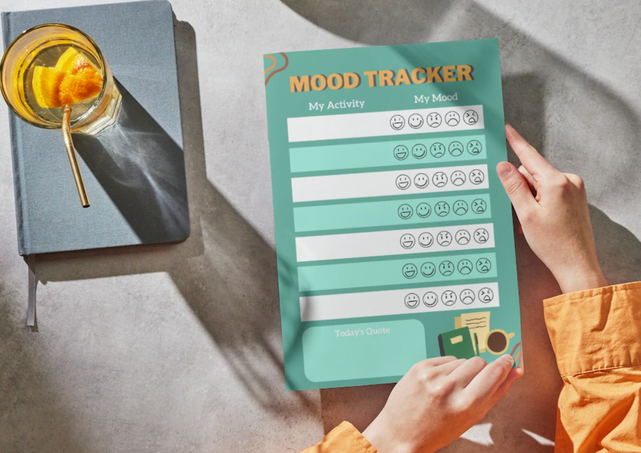 Printable Mood Tracker Chart Template, Daily Mood Tracker Pages for ...