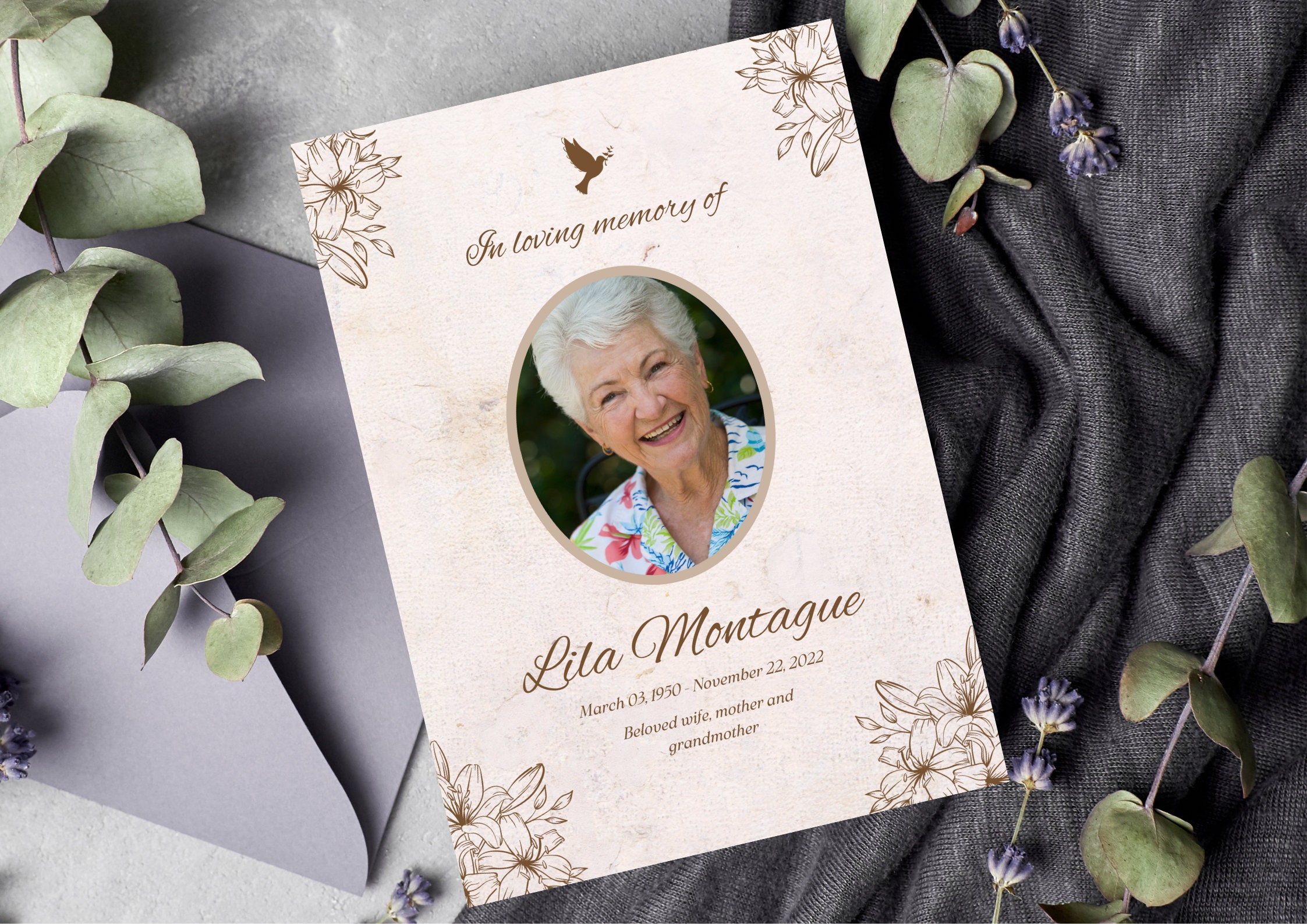 Pink Funeral Program Template Editable Pink Funeral Memorial - Etsy