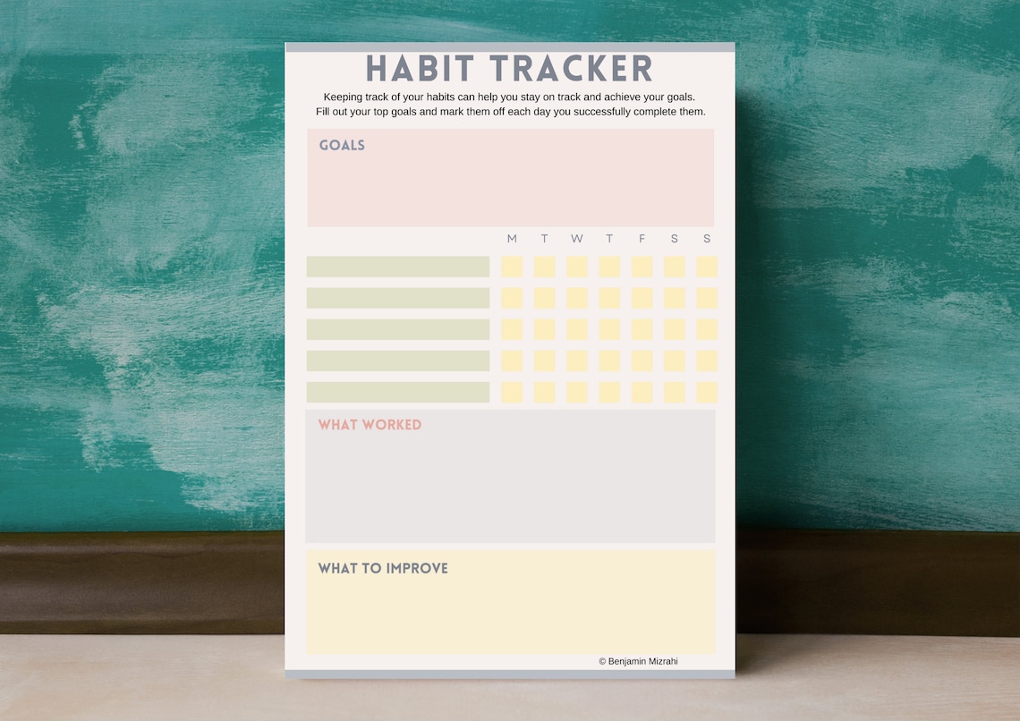 Minimalist Daily Habit Tracker Printable Goal Planner Simple Tasks ...