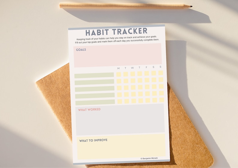 Minimalist Daily Habit Tracker Printable Goal Planner Simple Tasks ...