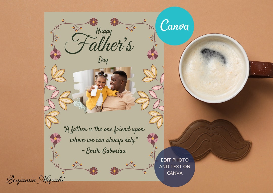Happy Father's Day Digital Printable, Father's Day Card, Editable ...