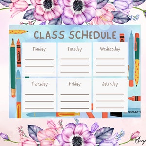Class Schedule Printable Back to School Weekly Schedule Classroom ...