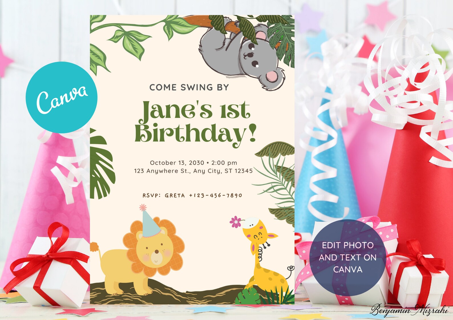 Editable Jungle Birthday Invitation Birthday Party Digital Download ...