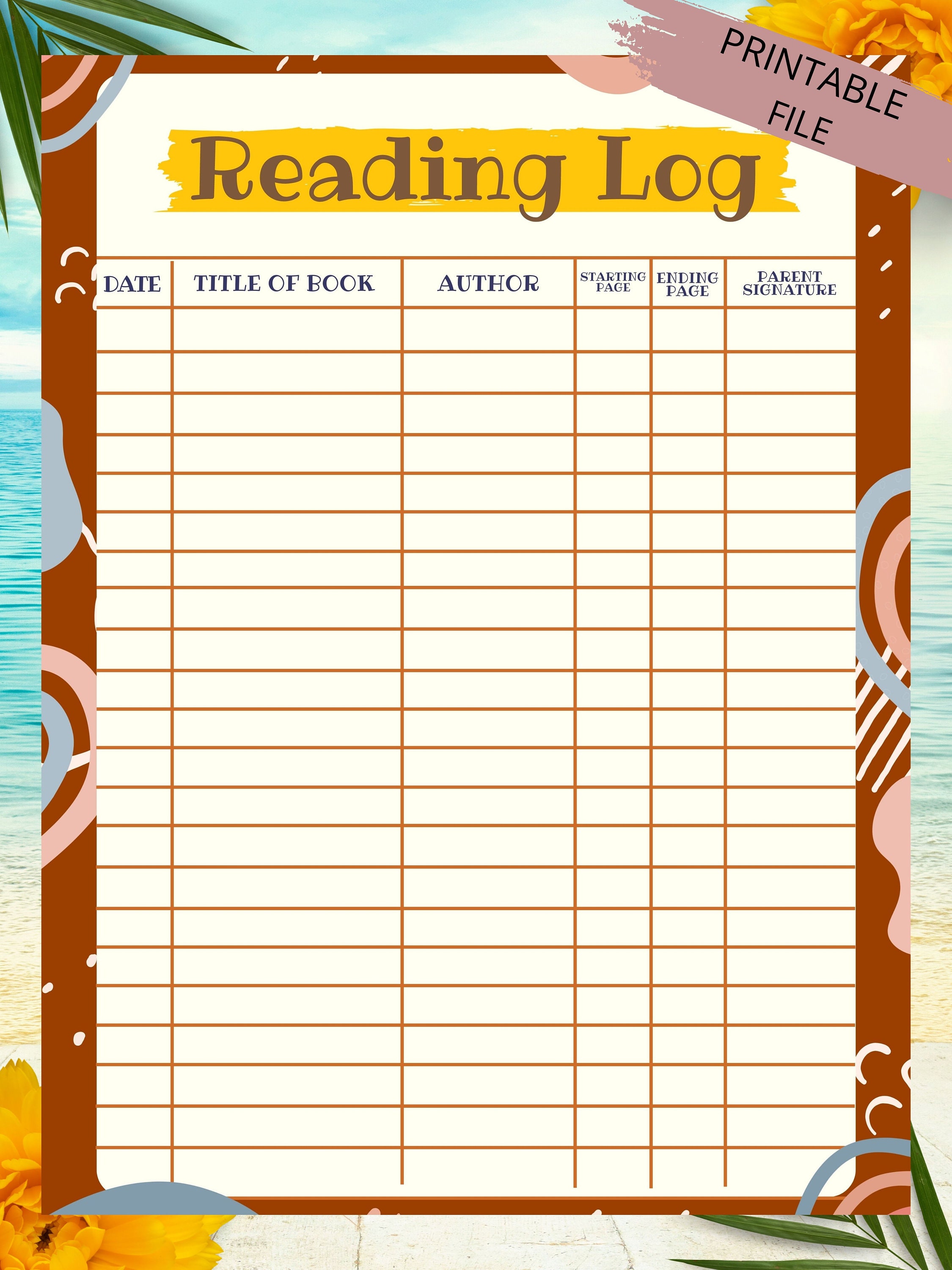 Kids Reading Log Printable, Printable Reading Log for Kids, Reading Log ...