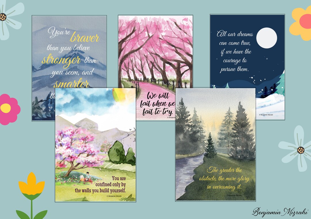 Inspirational Quote Wall Art Set, Natural Scenery Posters (digital ...