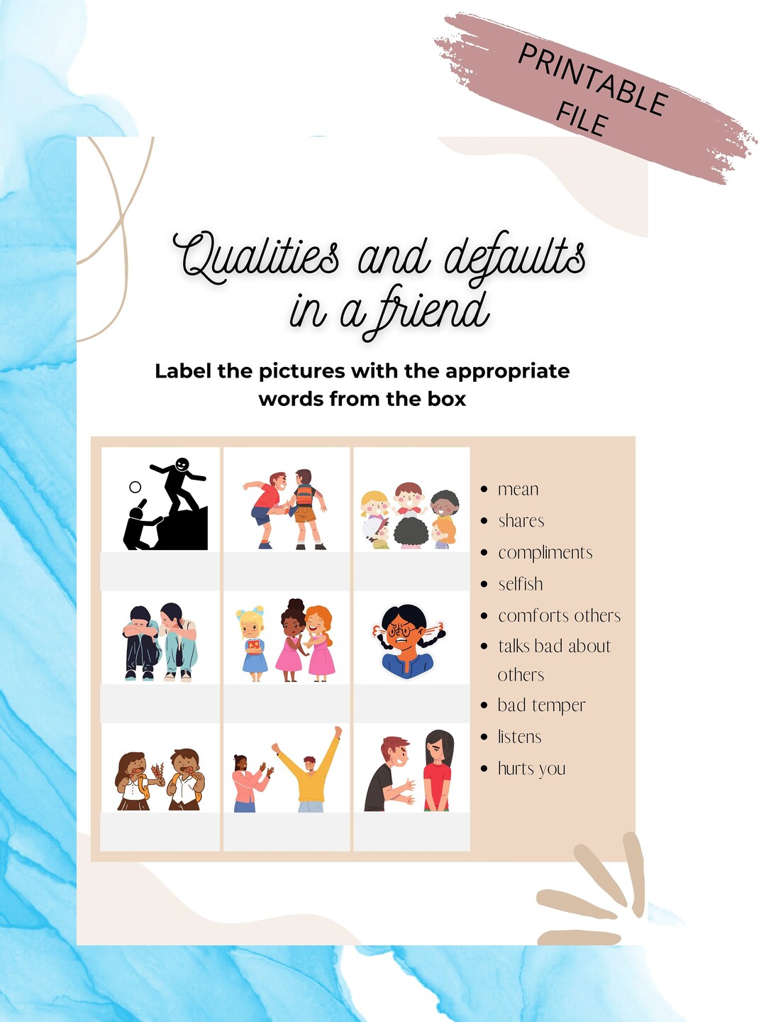 Good Vs Bad Friends Printable Poster – Social Skills Learning - Etsy ...