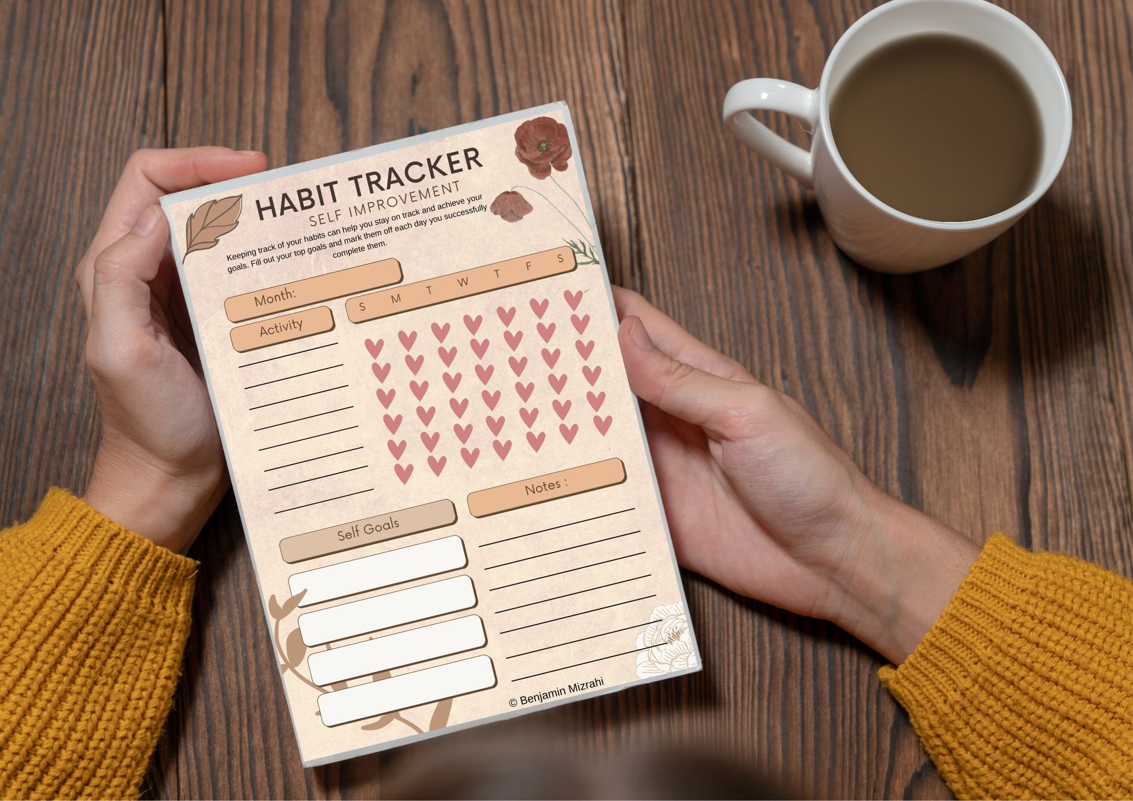 Habit Tracker Printable Self Improvement Goal Planner Mindfulness ...