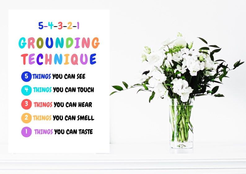 Colorful Grounding Technique Therapy Poster - Grounding Technique ...