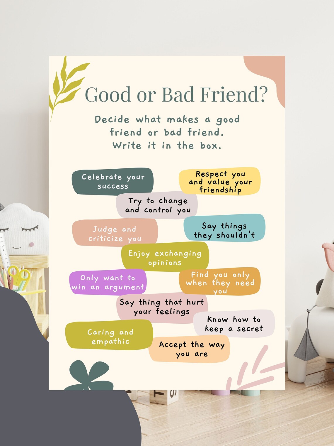 Good Vs Bad Friends Poster - PRINTABLE Social Emotional Learning Skills ...