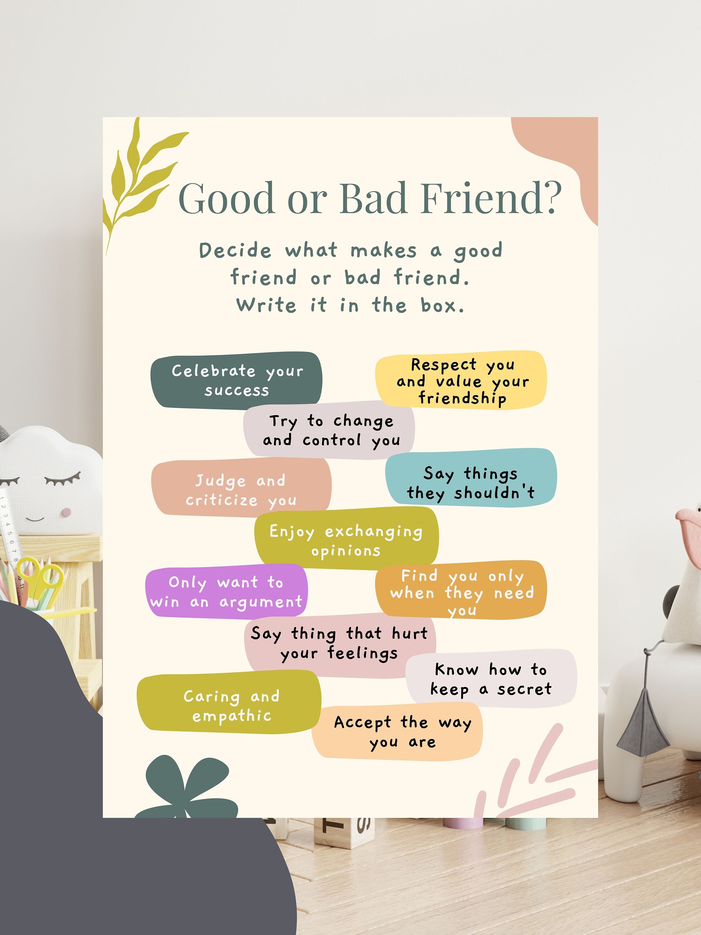 Good Vs Bad Friends Poster - PRINTABLE Social Emotional Learning Skills ...