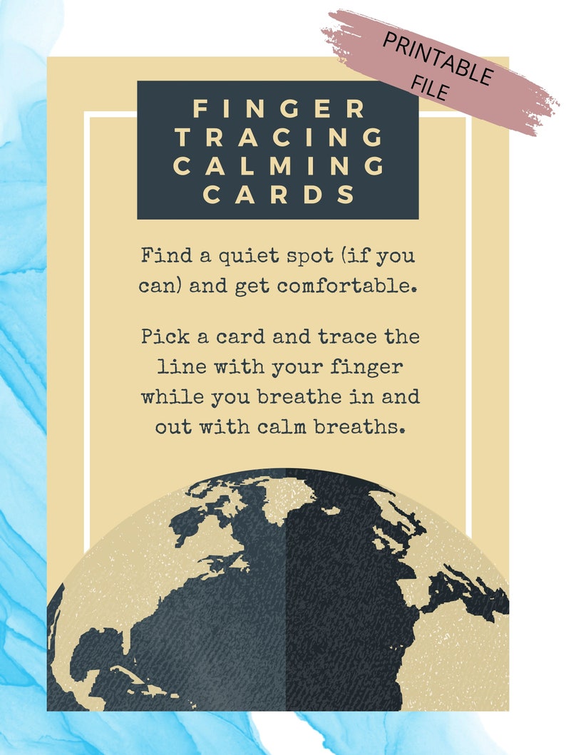 Finger Tracing Calming Cards, Printable Mindfulness Flash Cards, Calm ...