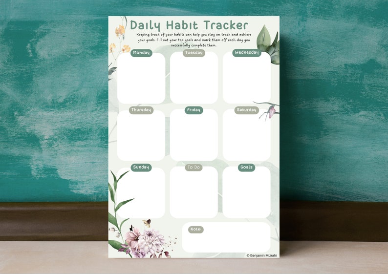 Daily Habit Tracker Printable Goal Planner Simple Tasks Planner ...