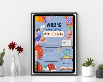 Printable First and Last Day of School Sign 2023-2024 5th Grade Digital ...