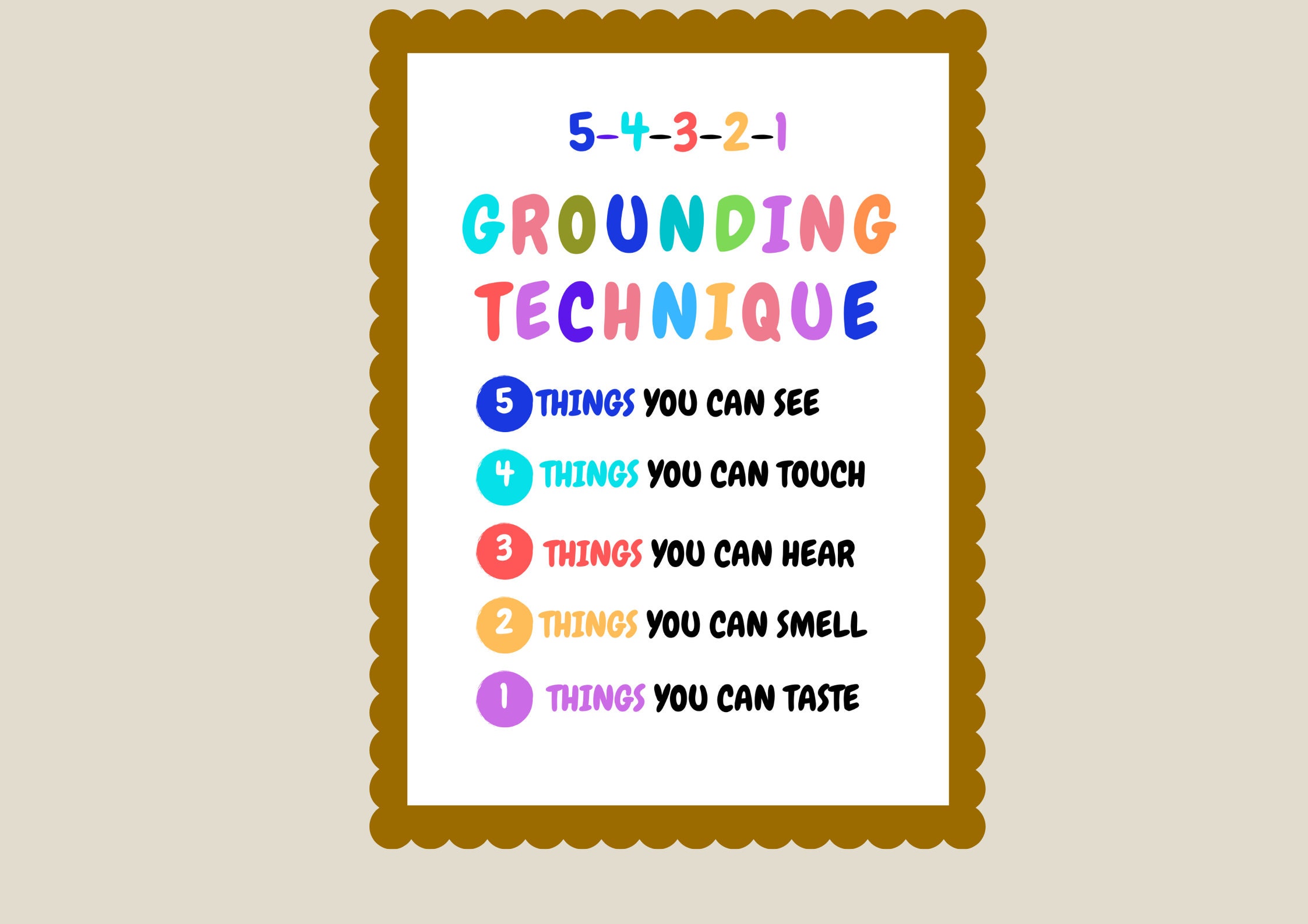 Colorful Grounding Technique Therapy Poster - Grounding Technique ...