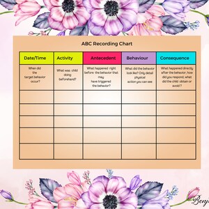 ABC Recording Chart Printable for Kids - Editable Behavior Consequence ...