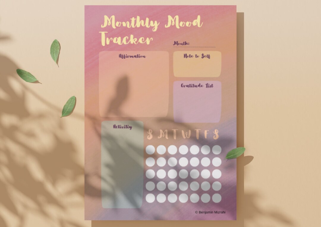 Printable Mood Tracker Chart Template, Daily Mood Tracker Pages for ...
