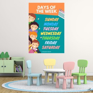 Days of the Week Poster | Rainbow Colors, Kids Learning (digital ...