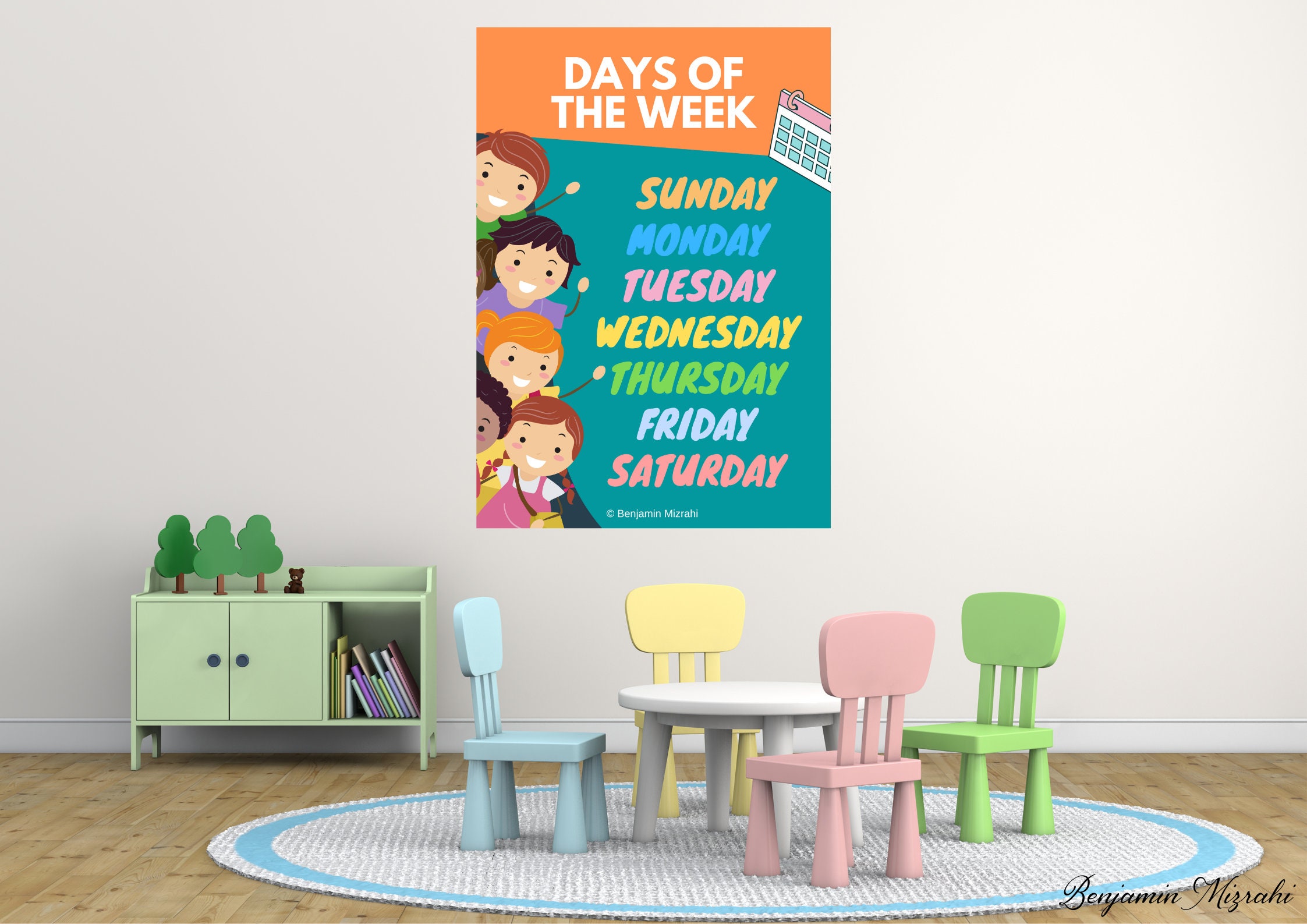 Days of the Week Poster | Rainbow Colors, Kids Learning (digital ...