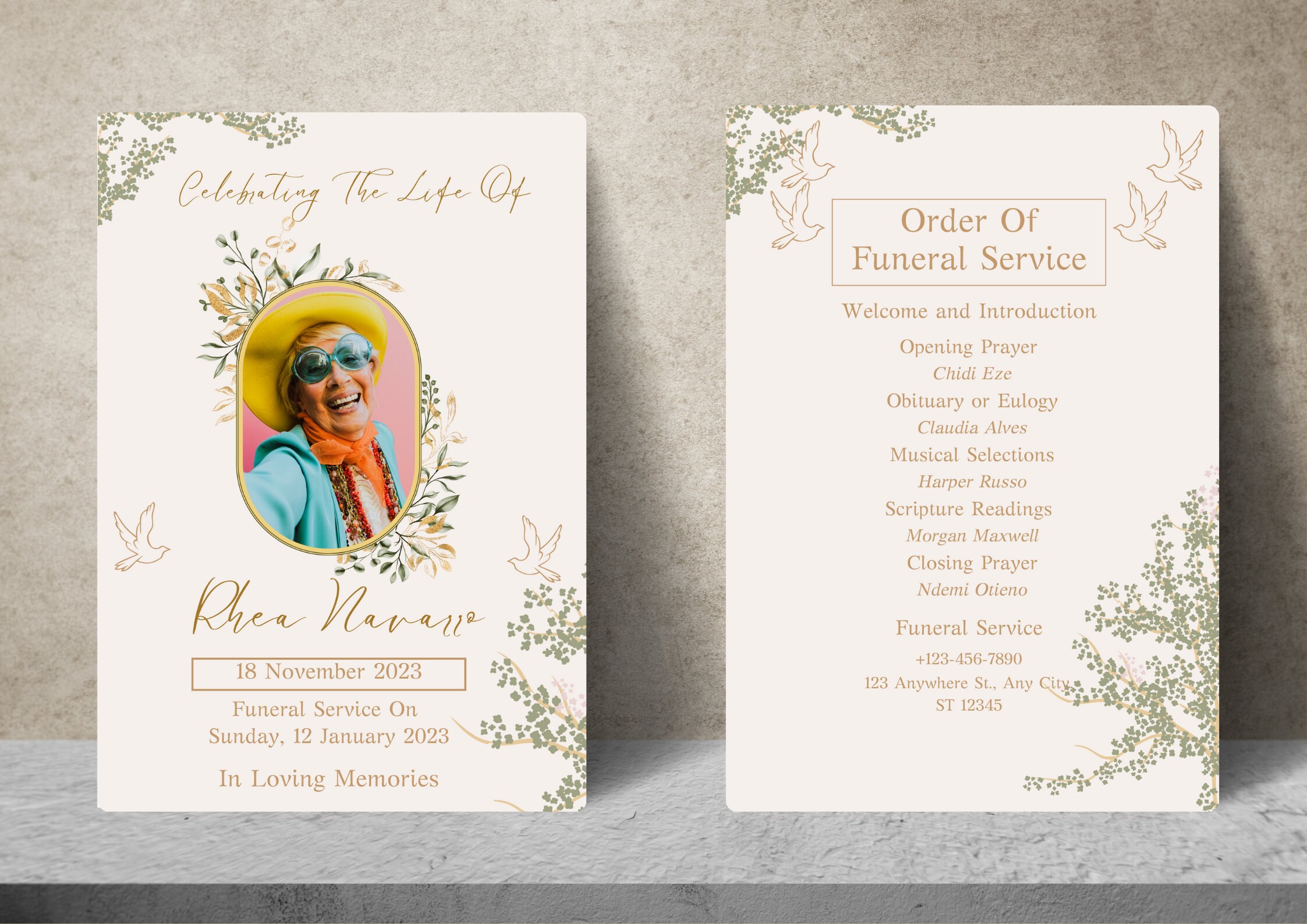 Elegant Funeral Program Template for Men or Women Minimalist - Etsy