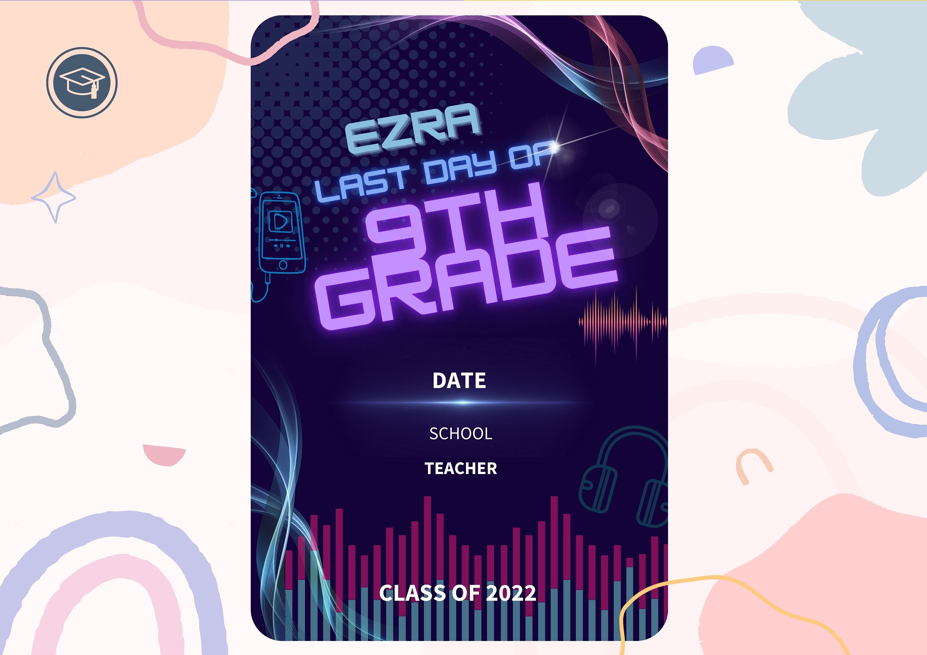 Editable First or Last Day of School - 9th Grade Boy or Girl Cute ...