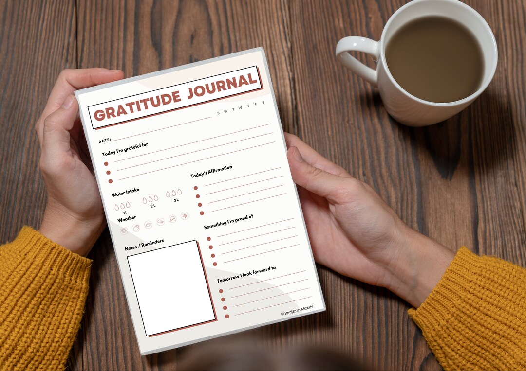 Mindfulness Gratitude Journal Printable | Self-care Wellness Log ...