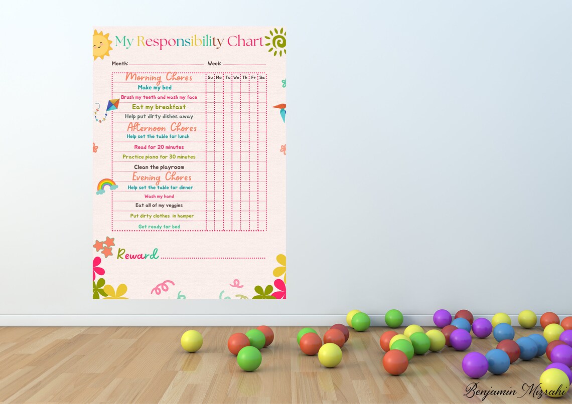 Kids Chores Rewards Printable - Responsibilities Chart - Chore Chart ...