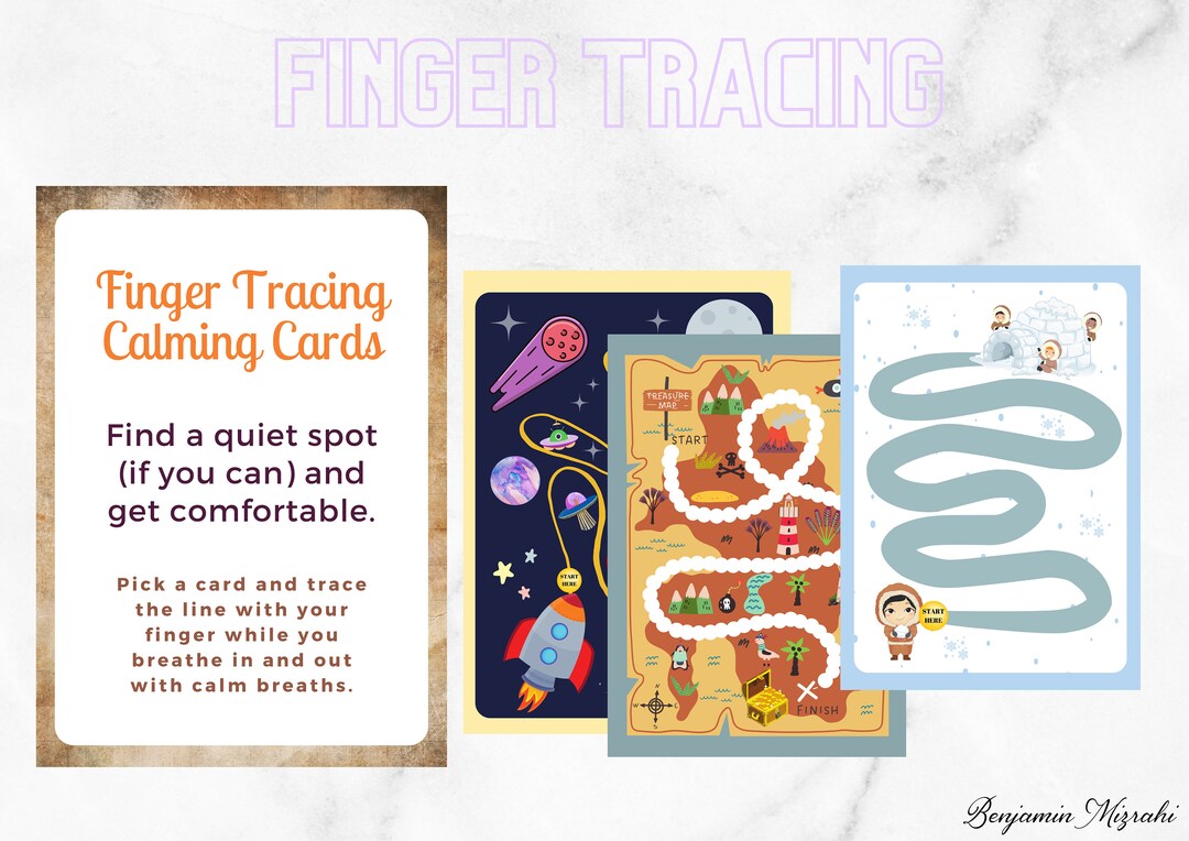 Finger Tracing Calming Cards Printable Mindfulness Flash - Etsy