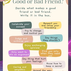 Good Vs Bad Friends Poster - PRINTABLE Social Emotional Learning Skills ...