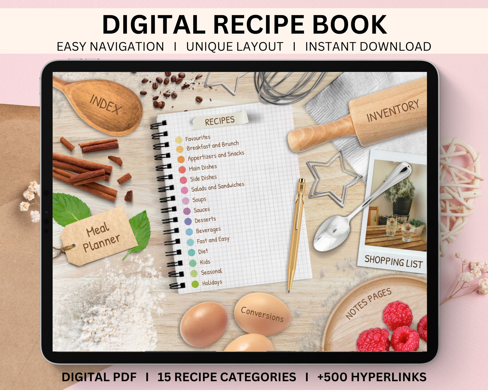 Recipe Book, Digital Cookbook, Meal Planner, Recipe Journal, Ipad ...