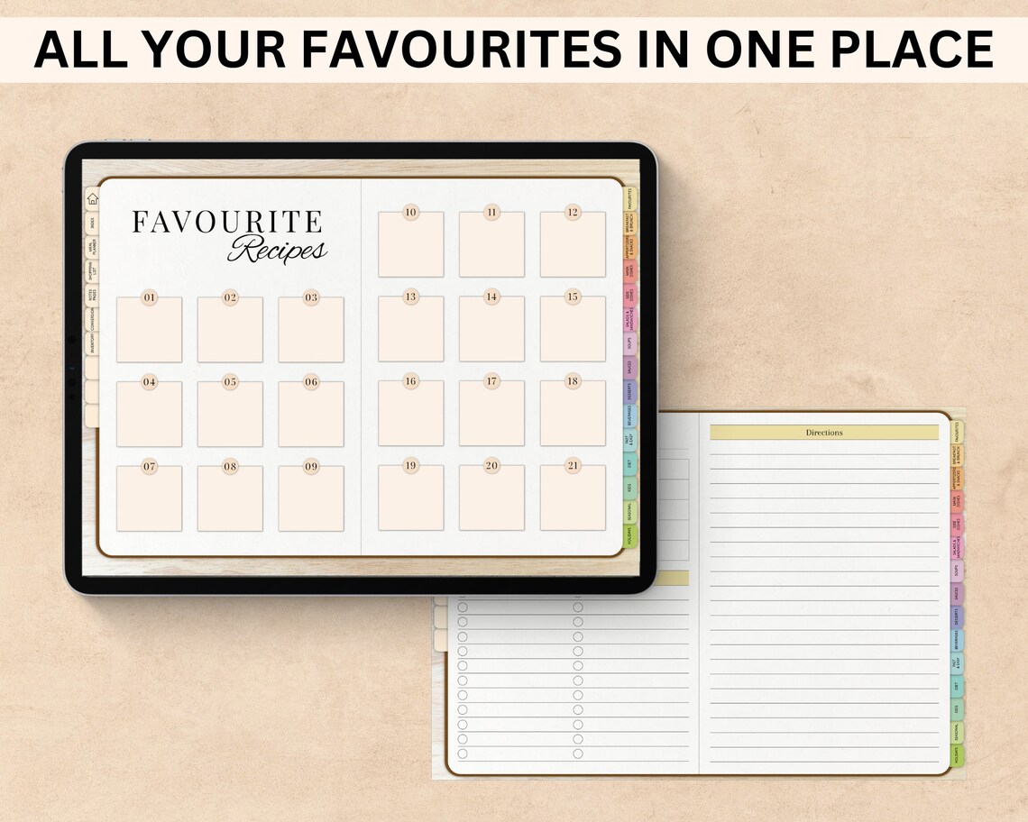 Recipe Book, Digital Cookbook, Meal Planner, Recipe Journal, Ipad ...