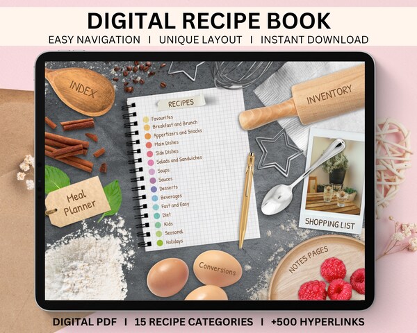 12 Tab Hyperlinked Digital Notebook Dot, Grid, Blank, Lined, Cornell ...