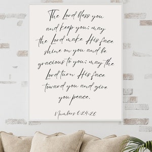 Numbers 6 24 26 Sign Blessing Lyrics Wall Art | the Lord Bless You and ...