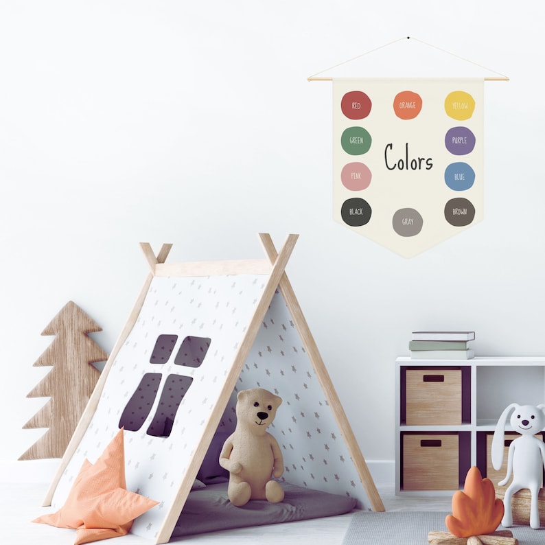 Color Chart Nursery Banner Primary Colors Educational Poster Learning ...