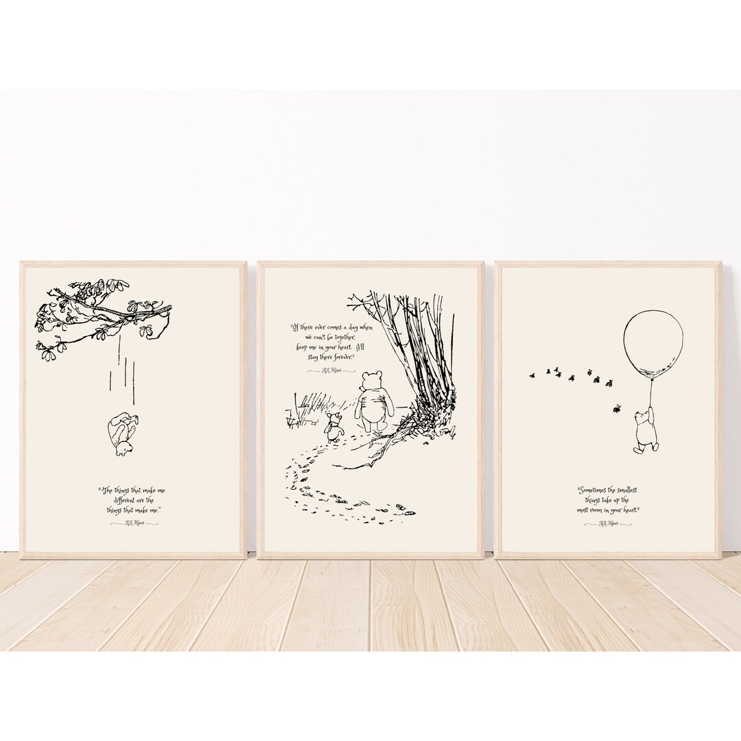 Whinnie the Pooh Classic Pooh Print 3 Piece Wall Art Winnie - Etsy