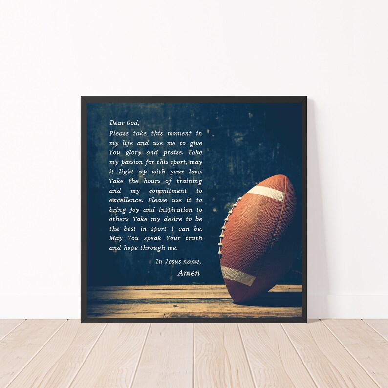 Football Prayer Poster: Christian Athlete Gift, Teen Boy Room Decor - Etsy