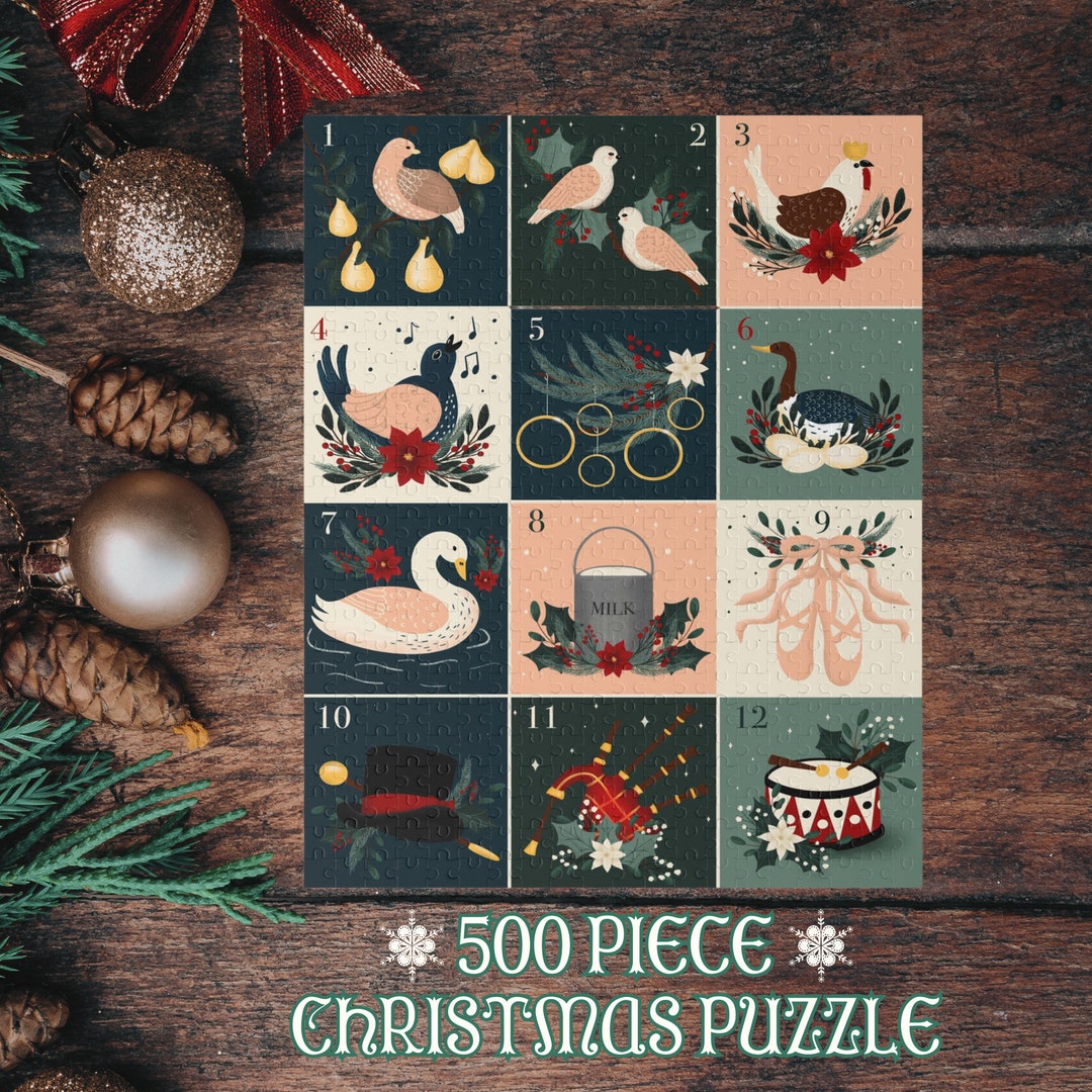 12 Days of Christmas Puzzle: 500 Piece Holiday Jigsaw - Etsy